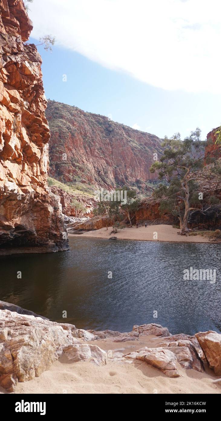 Beautiful views of the red gorge and spring water from Ormiston Gorge ...