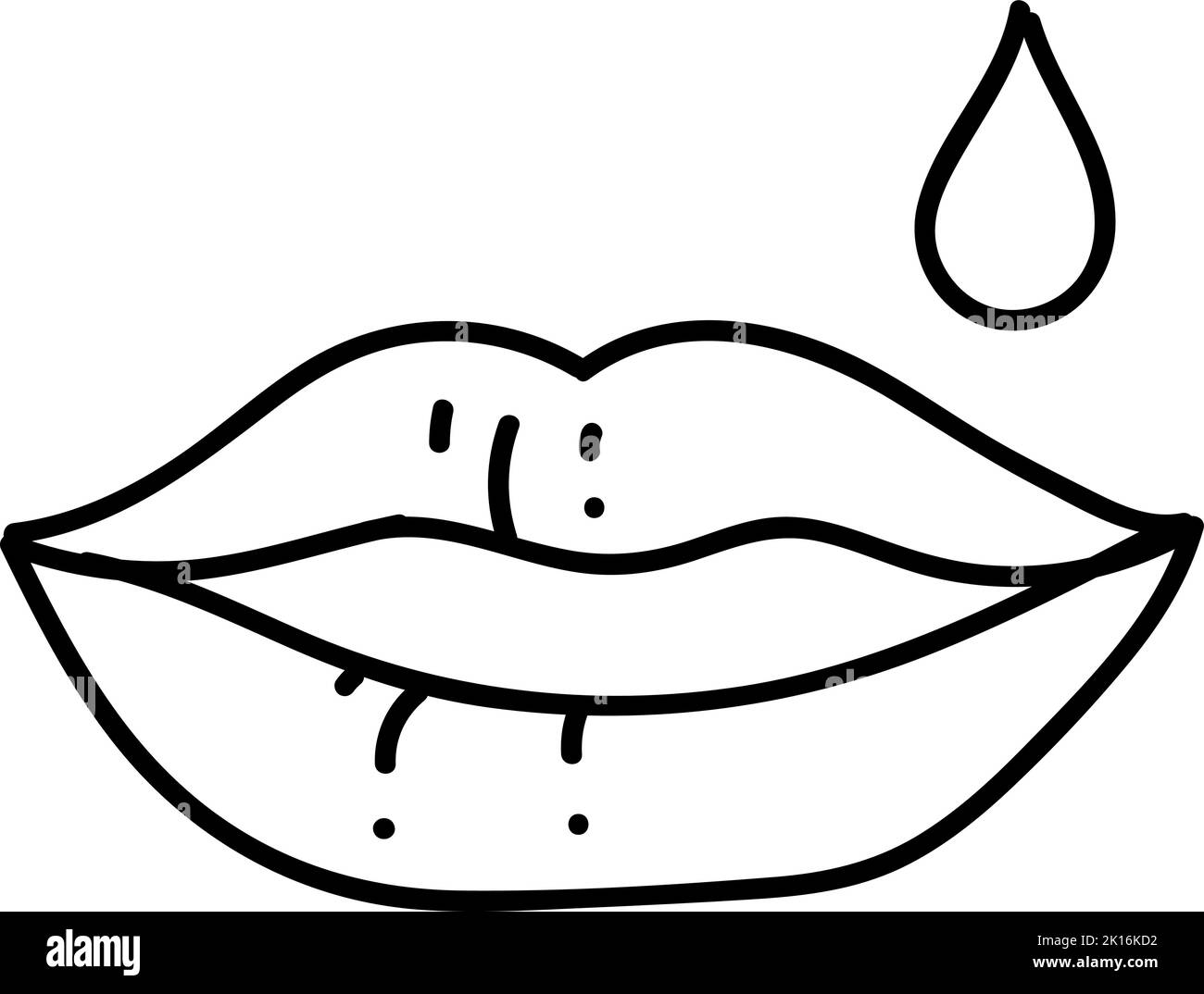 Women Beauty Icon Lip Hydration Hand Drawn Vector Illustration Editable Line Stroke Stock