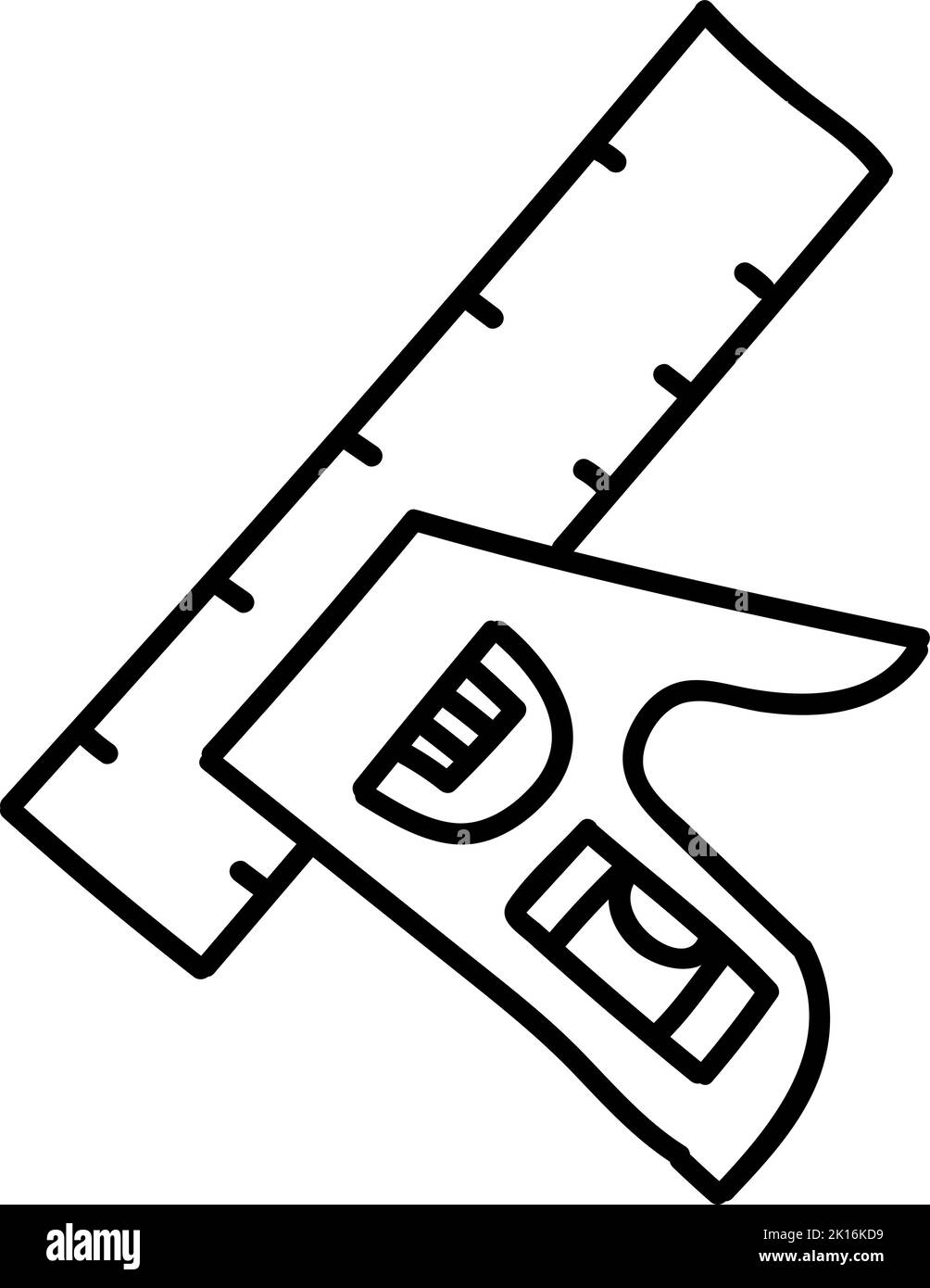 Woodworking tool adjustable measure ruler. Hand drawn vector ...