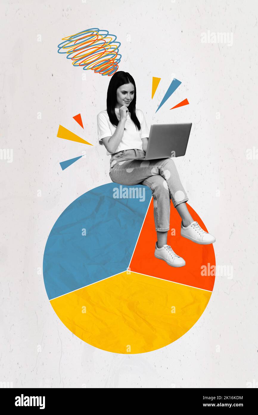 Creative 3d collage artwork postcard poster sketch of minded lady ...