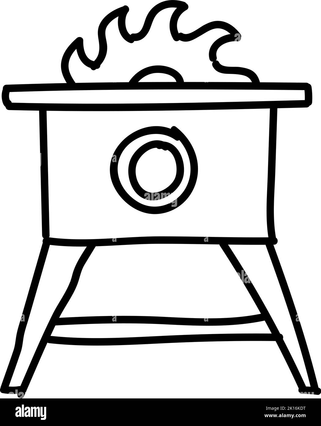 Woodworking table saw icon. Hand drawn vector illustration. Editable ...