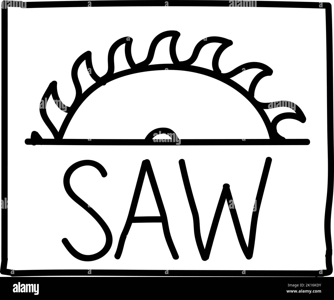 Woodworking table saw icon. Hand drawn vector illustration. Editable ...