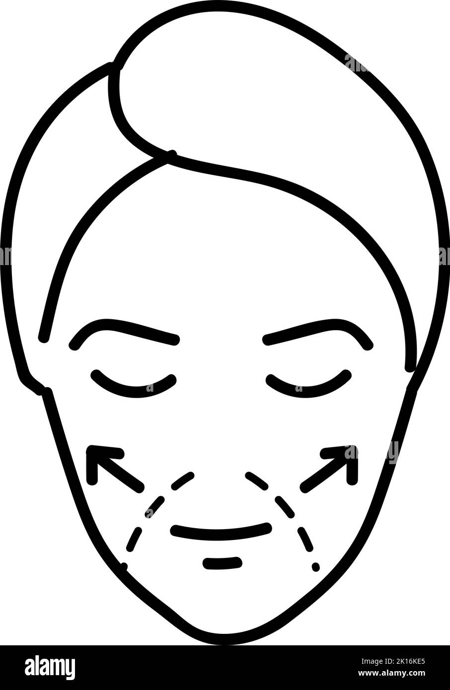 Women Beauty Face Plastic Surgery Cheeks Augmentation Hand Drawn Vector Illustration Editable