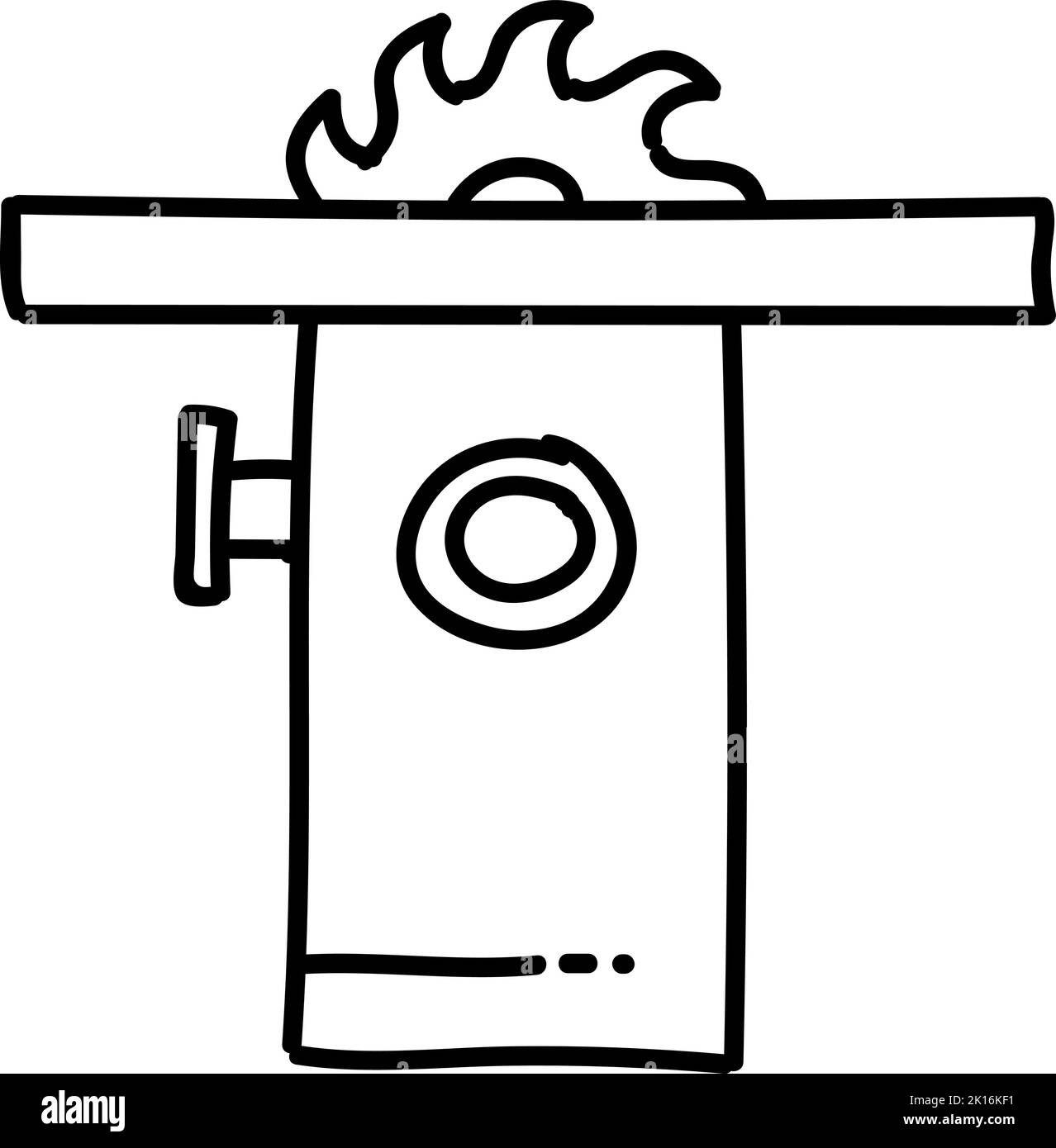 Woodworking table saw icon. Hand drawn vector illustration. Editable ...