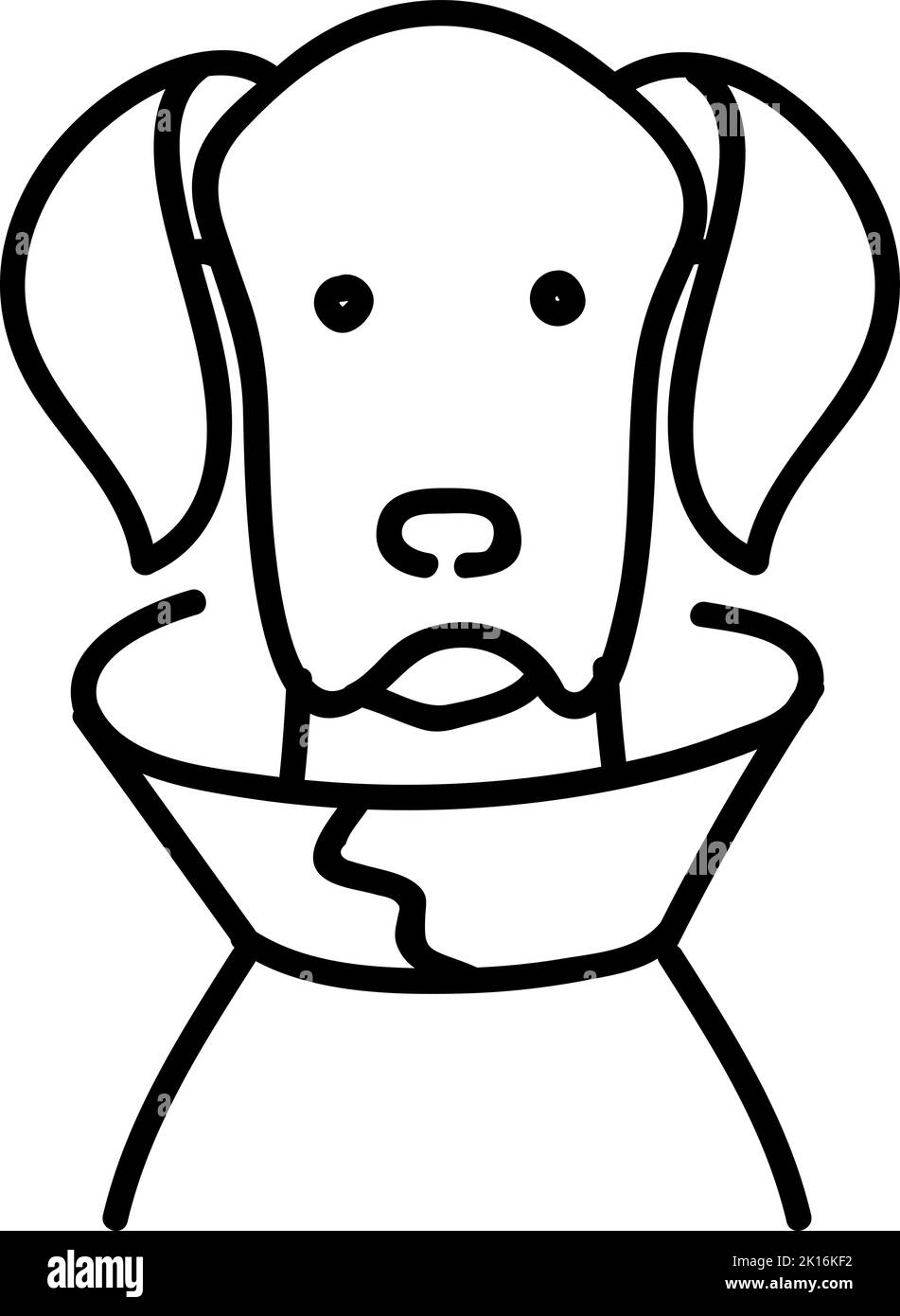 Sick dog icon. Hand drawn vector illustration. Editable line stroke ...