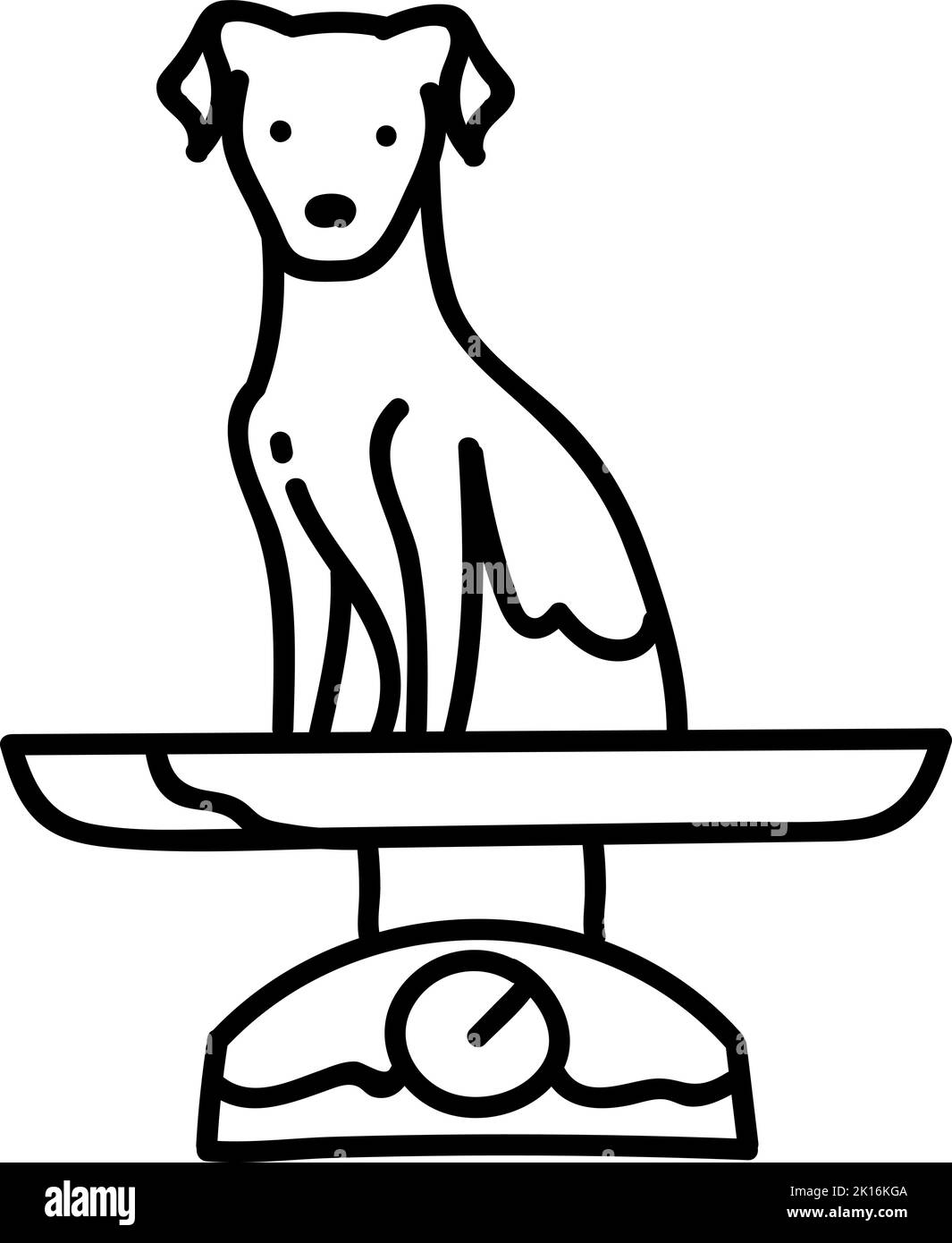 Vet animal weight scale icon. Hand drawn vector illustration. Editable ...