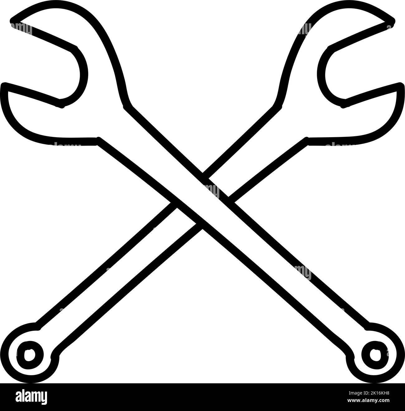Woodworking table saw arbor wrenches. Hand drawn vector illustration ...