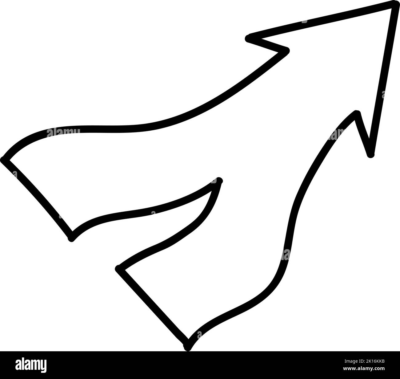Arrow icon. Hand drawn vector illustration. Editable line stroke Stock ...