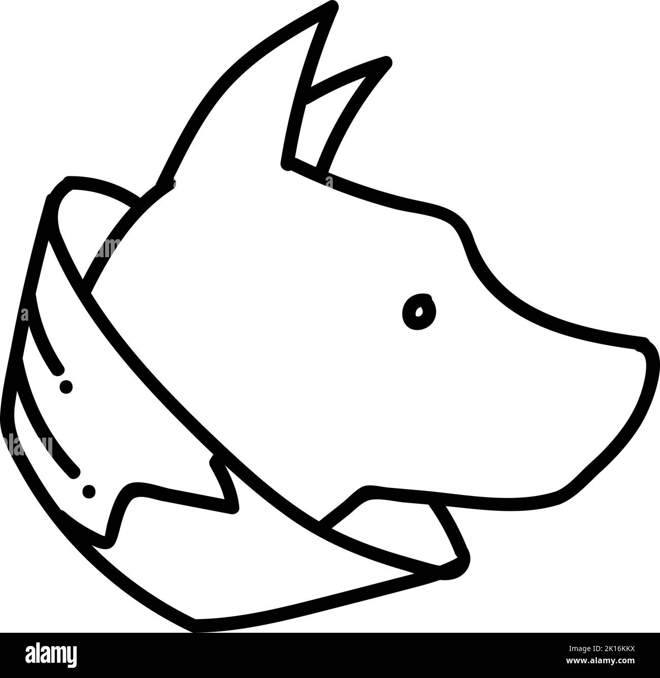 Sick dog icon. Hand drawn vector illustration. Editable line stroke ...