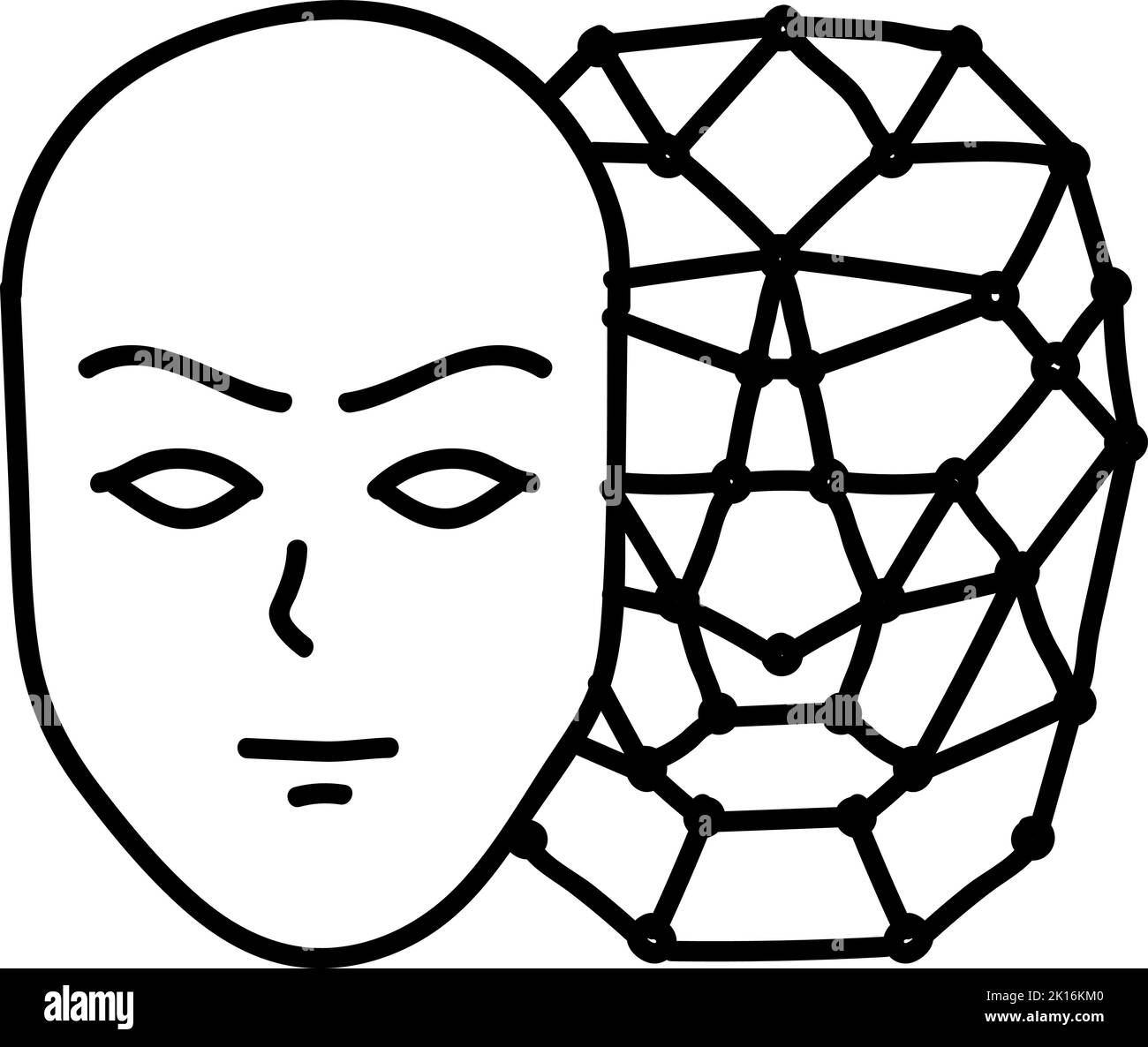 Deep fake icon. Face swap. Hand drawn vector illustration. Editable ...