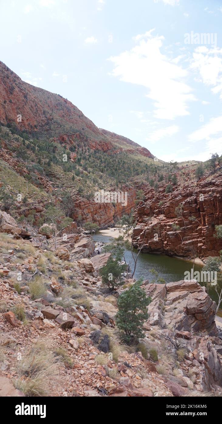 Beautiful views of the red gorge and spring water from Ormiston Gorge ...