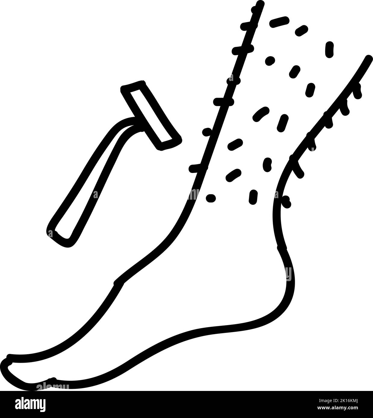 Leg hair shaving icon. Hand drawn vector illustration. Editable line ...