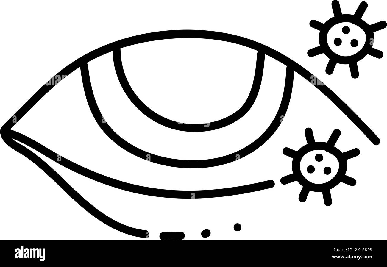 Virus contracted eye icon. Hand drawn vector illustration. Editable ...