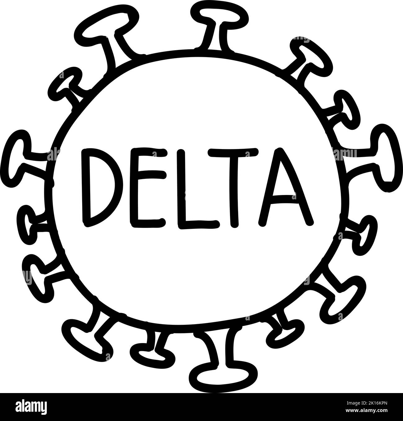 Delta variant coronavirus icon. Hand drawn vector illustration ...