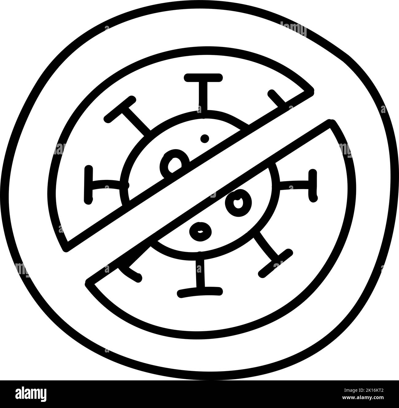 No virus icon. Hand drawn vector illustration. Editable line stroke ...