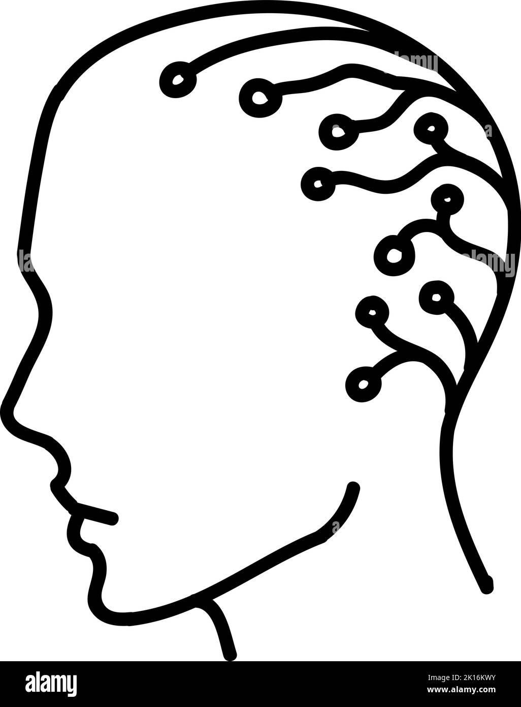 Artificial intelligence human head icon. Hand drawn vector illustration ...
