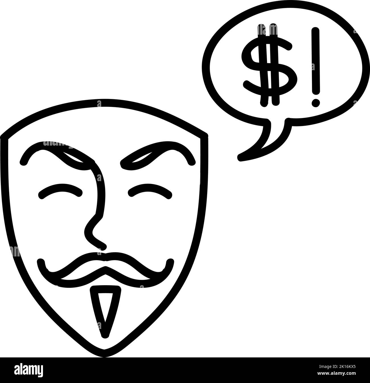 Ransom demand icon. Technology computer hacker. Hand drawn vector ...