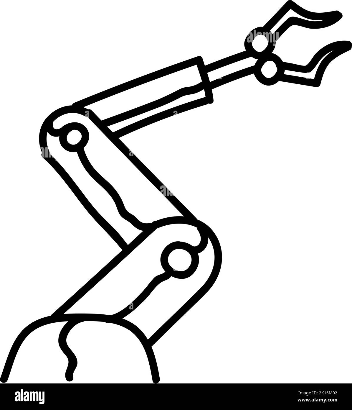 Robotic arm icon. Hand drawn vector illustration. Editable line stroke ...
