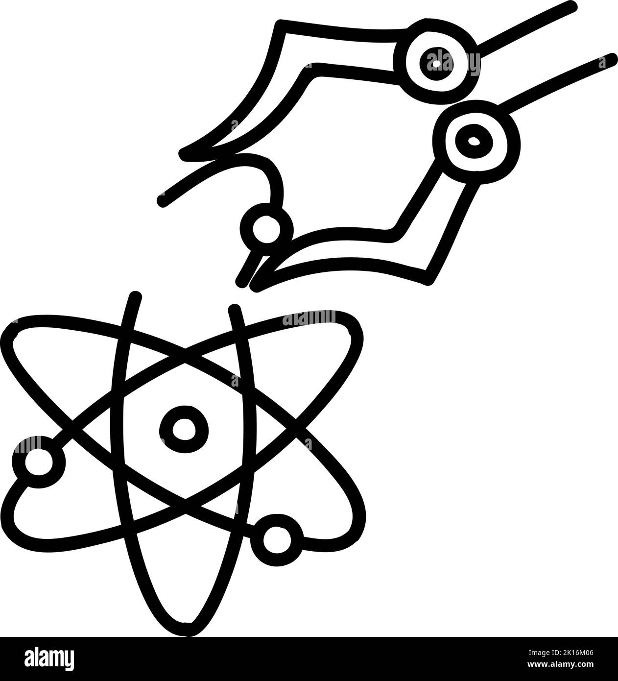 Artificially modified atom icon. Hand drawn vector illustration ...