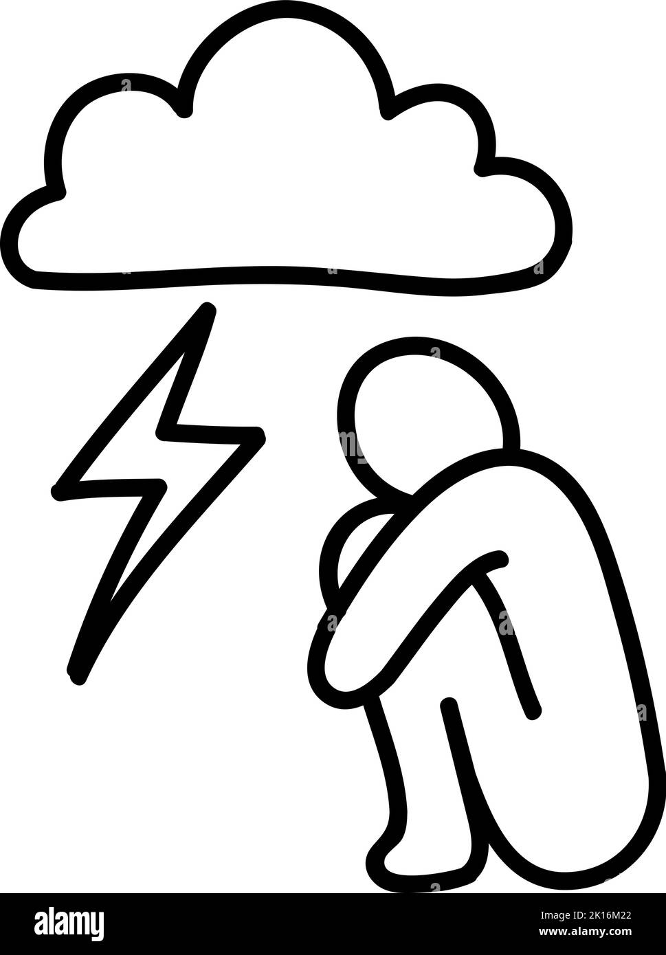 Mental health icon. Depression. Hand drawn vector illustration ...