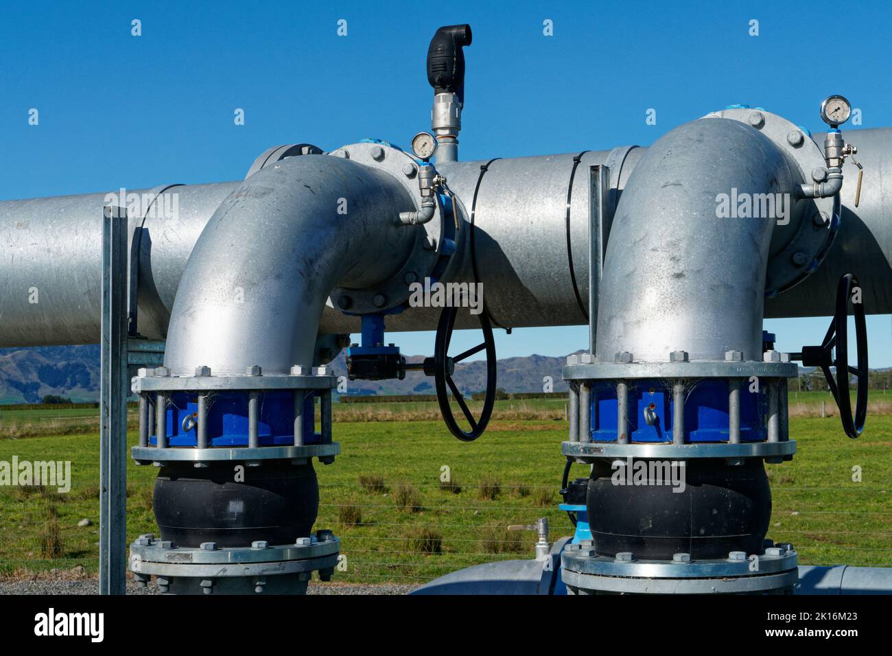 Large scale irrigation system on a dairy farm, Otago, south island ...