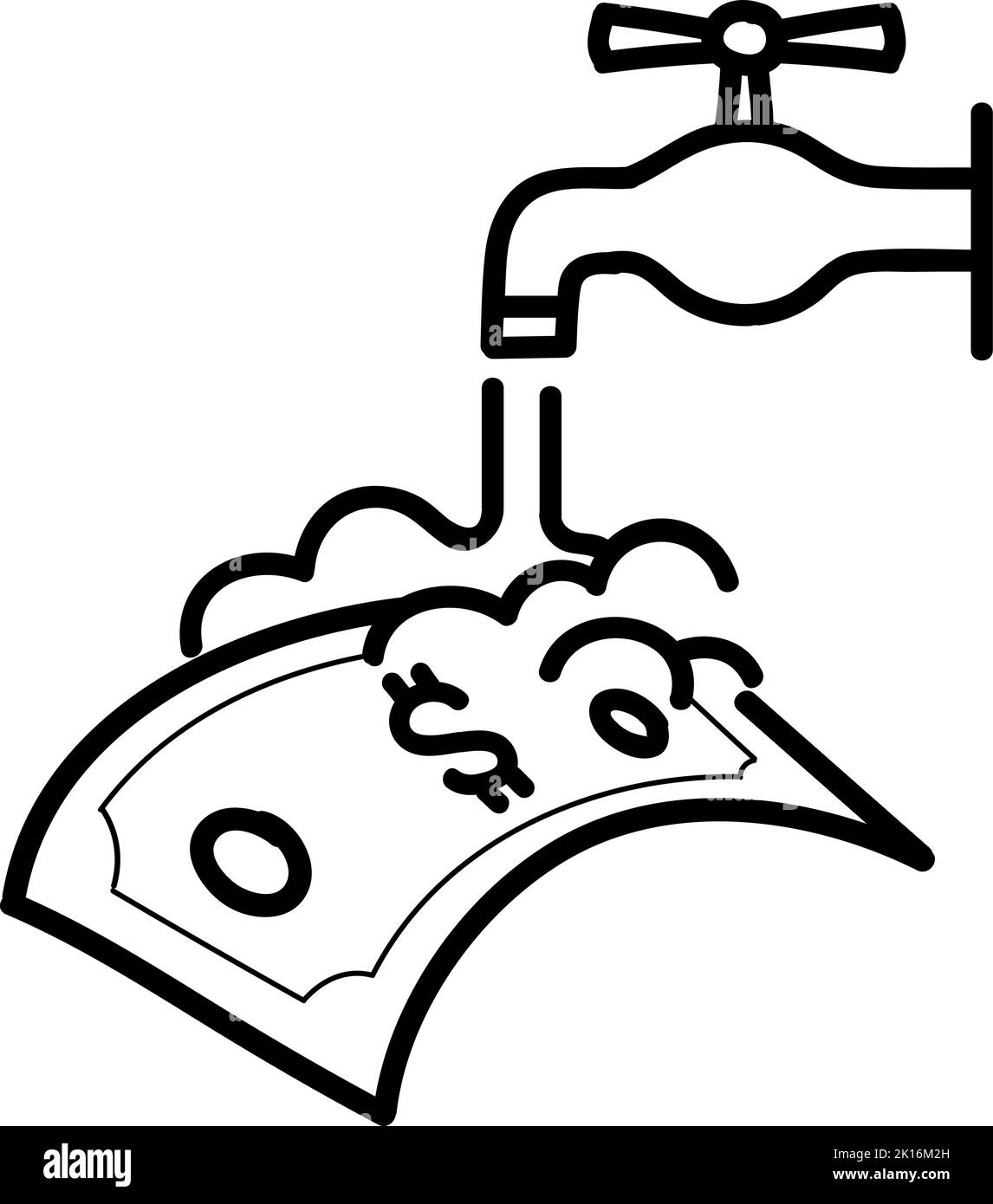 Money washing icon. Hand drawn vector illustration. Editable line ...