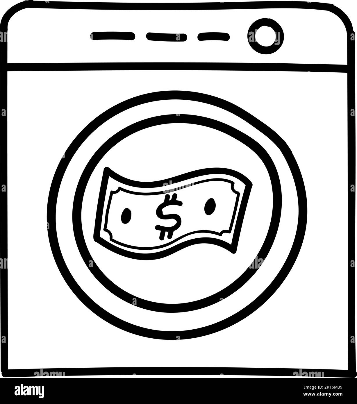 Money laundry icon. Hand drawn vector illustration. Editable line ...