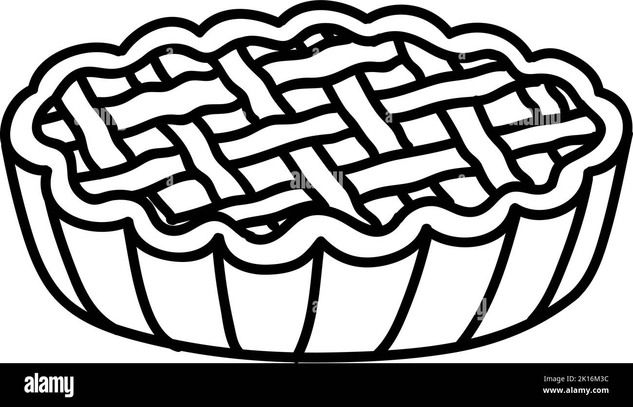 Pie icon. Hand drawn vector illustration. Editable line stroke Stock ...