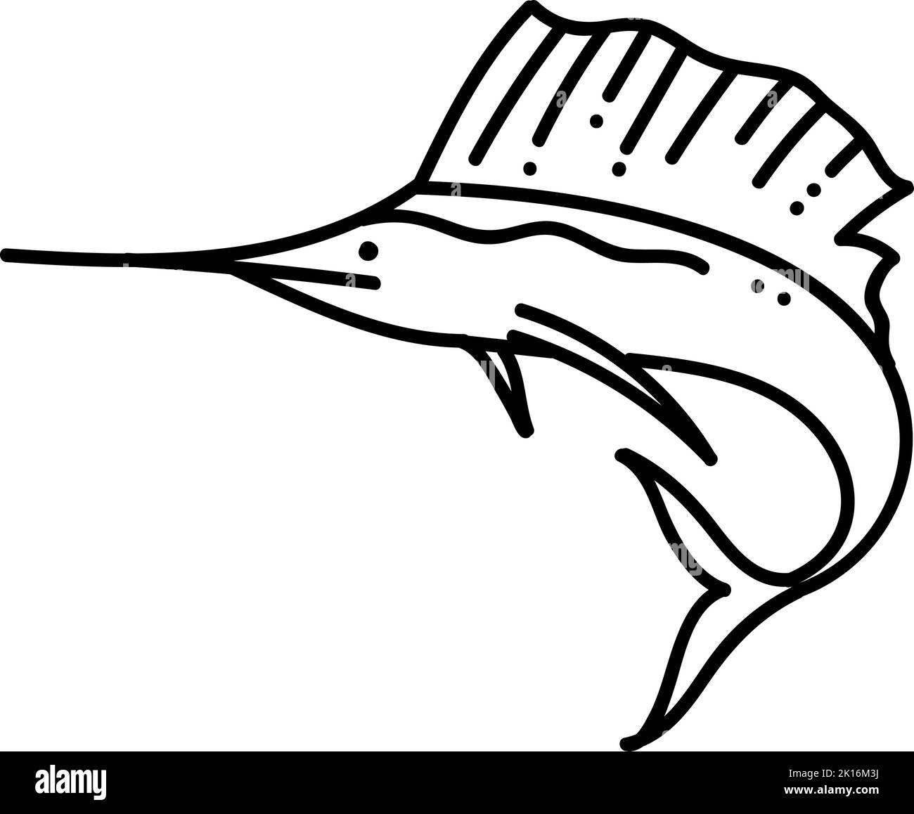 Sailfish icon. Hand drawn vector illustration. Editable line stroke ...