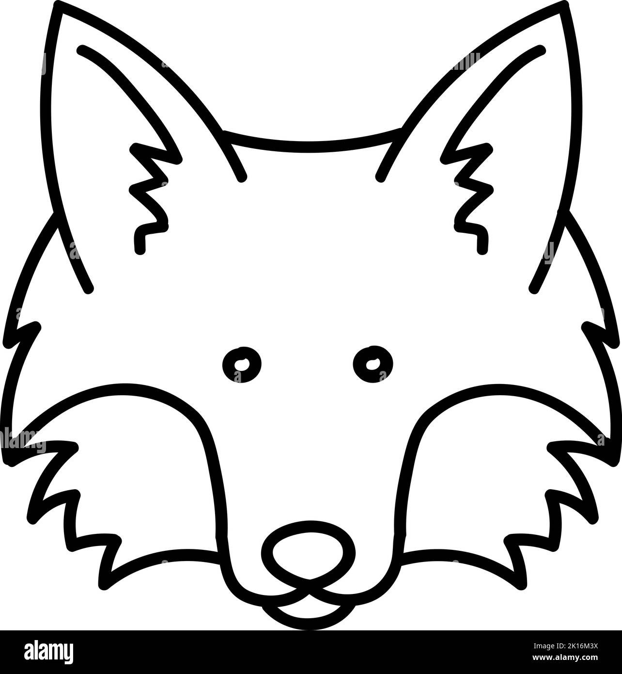 Fox icon. Hand drawn vector illustration. Editable line stroke Stock ...