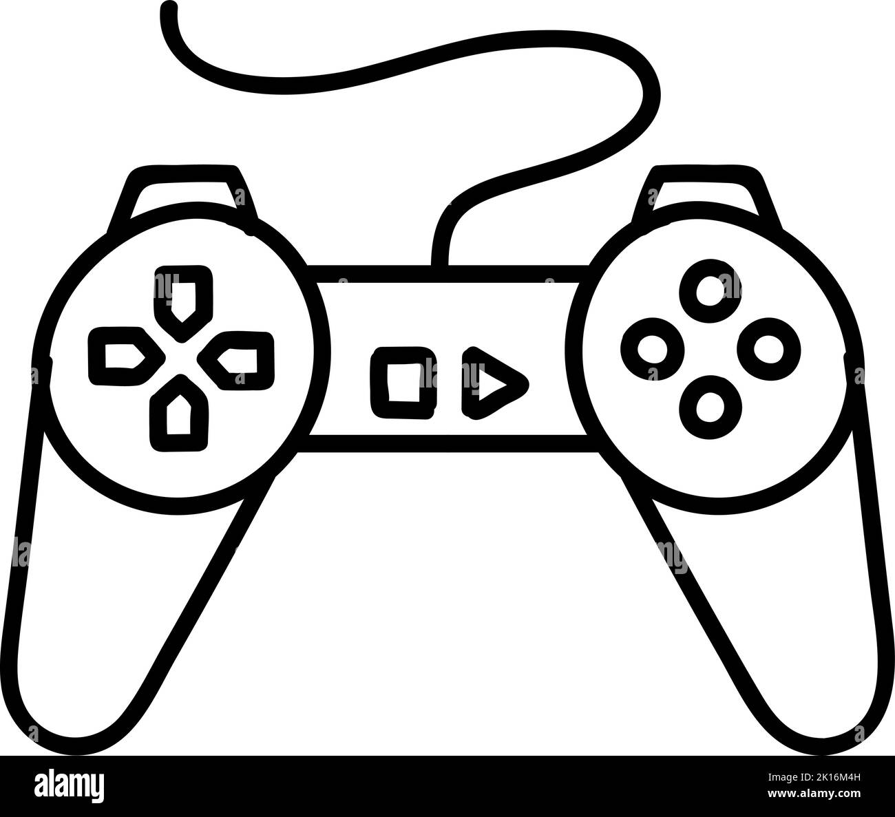 Game controller icon. Hand drawn vector illustration. Editable line ...
