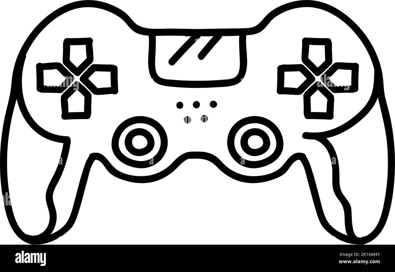 Game controller icon. Hand drawn vector illustration. Editable line ...