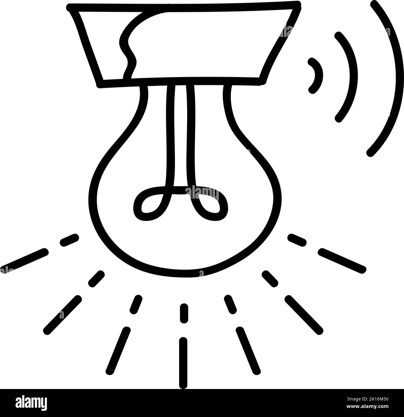 Light bulb lighting icon. Hand drawn vector illustration. Editable line ...