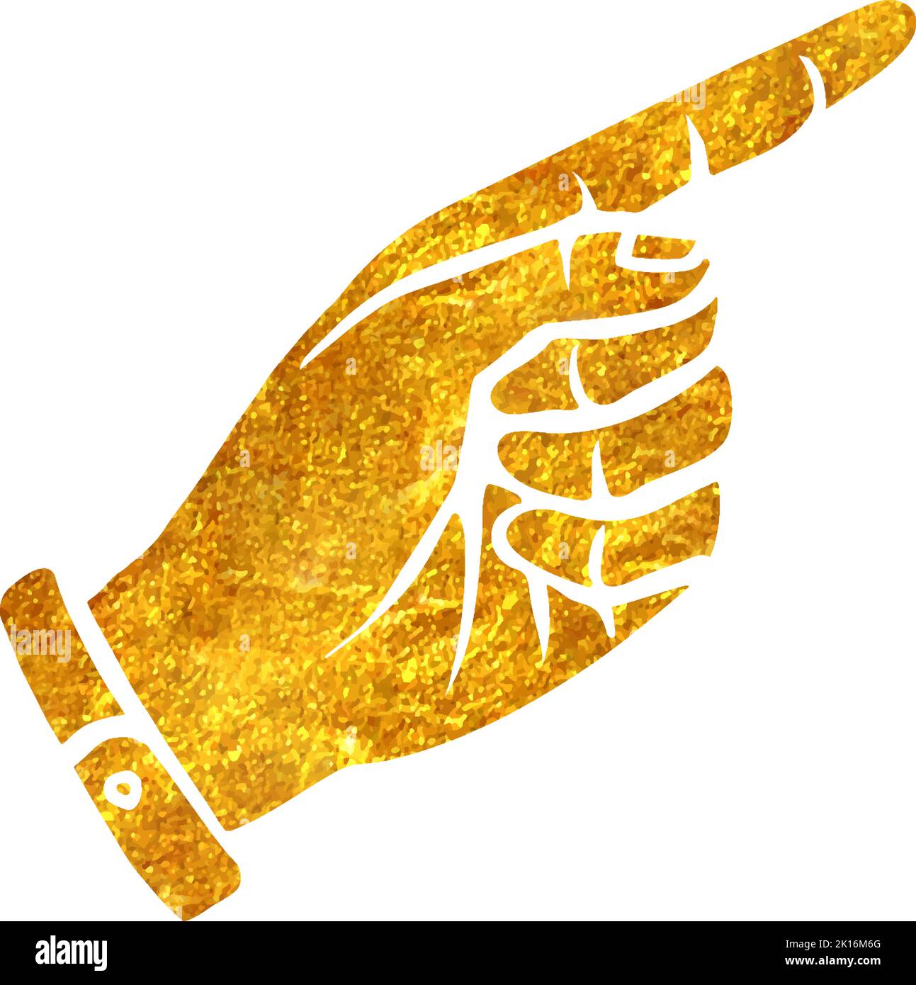 Hand drawn gold foil texture Pointing hand. vector illustration Stock ...