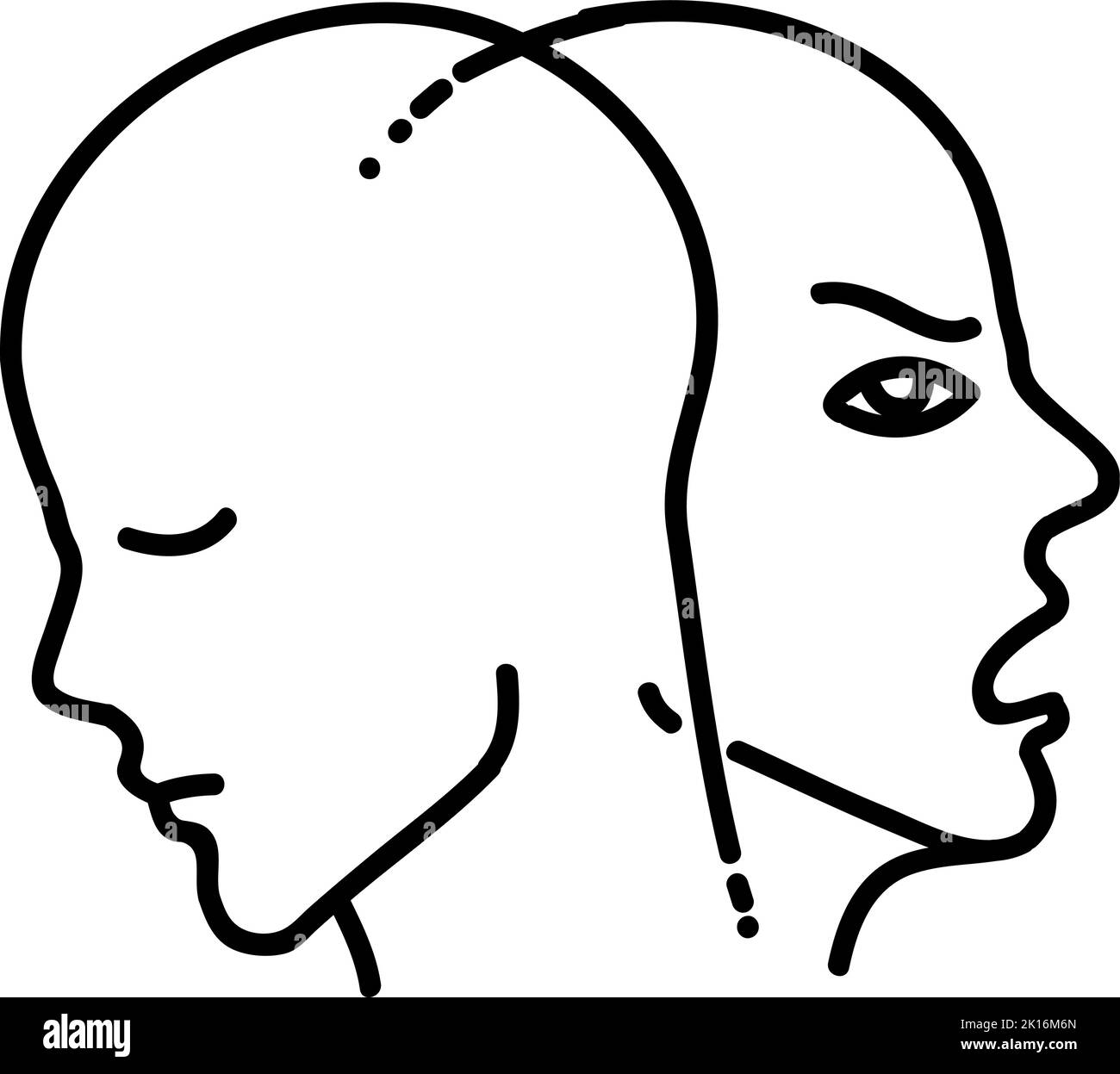 Mental health icon. Bipolar. Hand drawn vector illustration. Editable ...