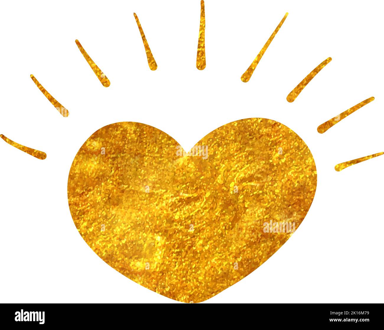 Hand drawn gold foil texture heart shape. Vector illustration Stock ...