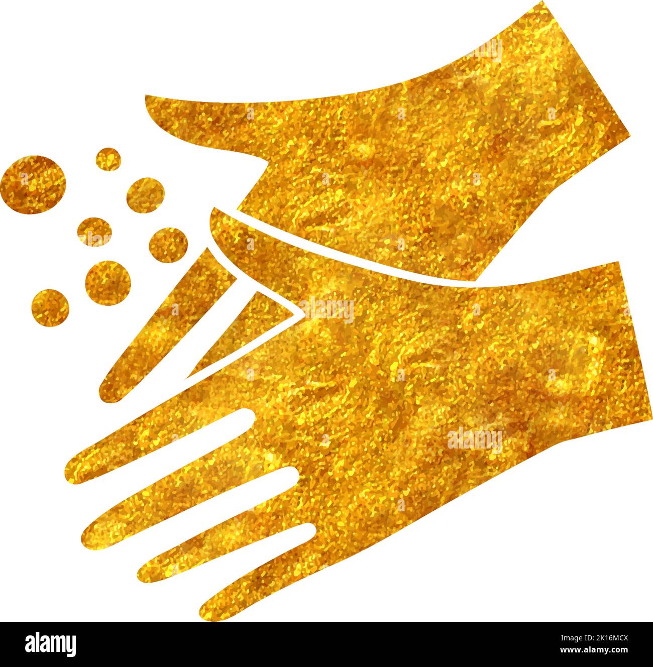 Hand drawn gold foil texture Hand washing drawing. Vector illustration ...