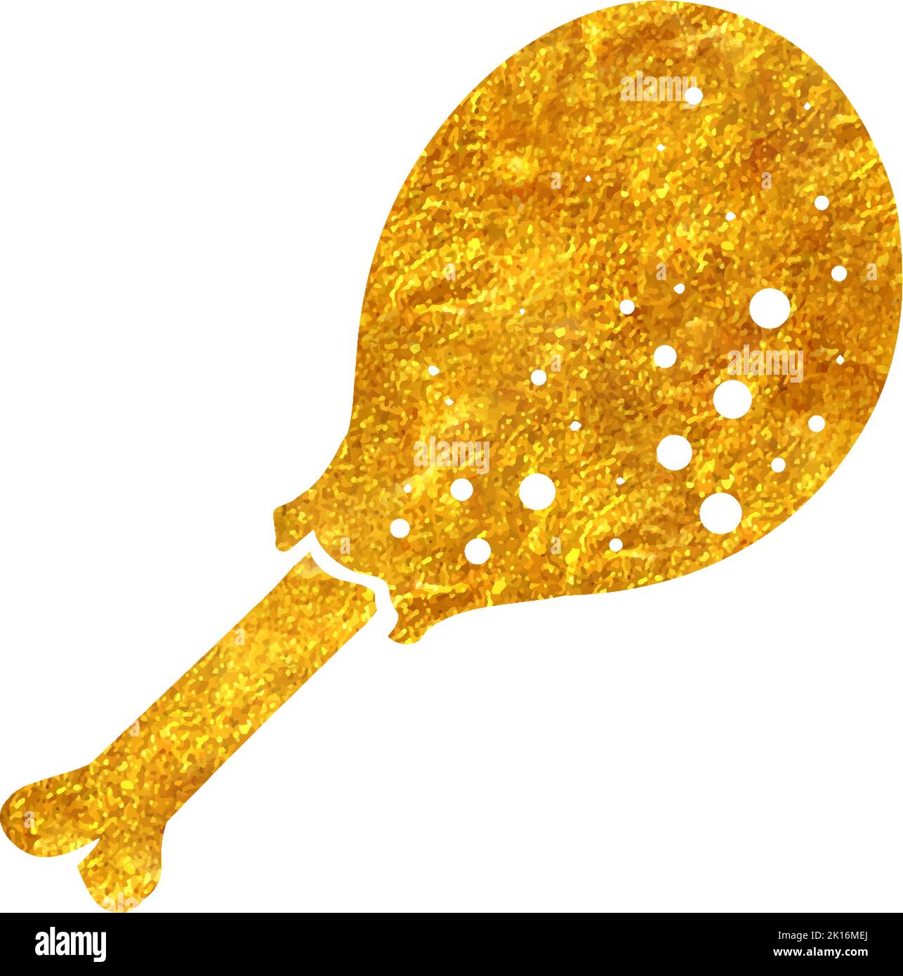Hand drawn gold foil texture chicken drum stick. Vector illustration ...