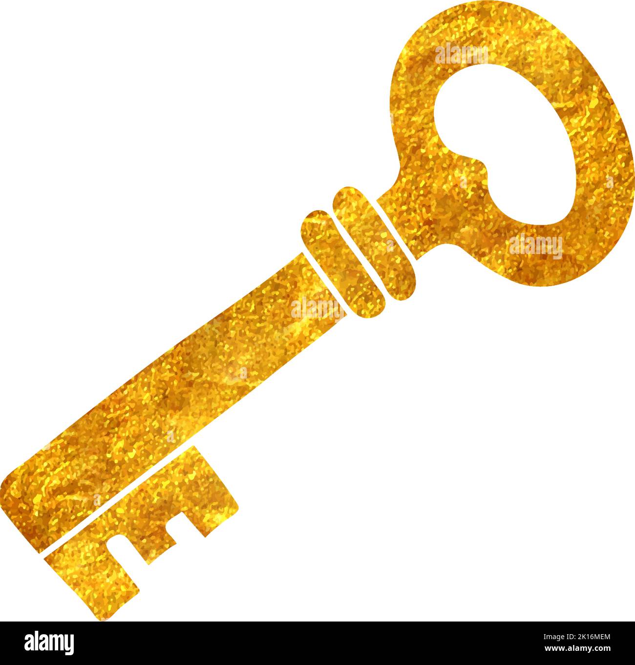 Hand drawn key in gold foil texture vector illustration Stock Vector ...