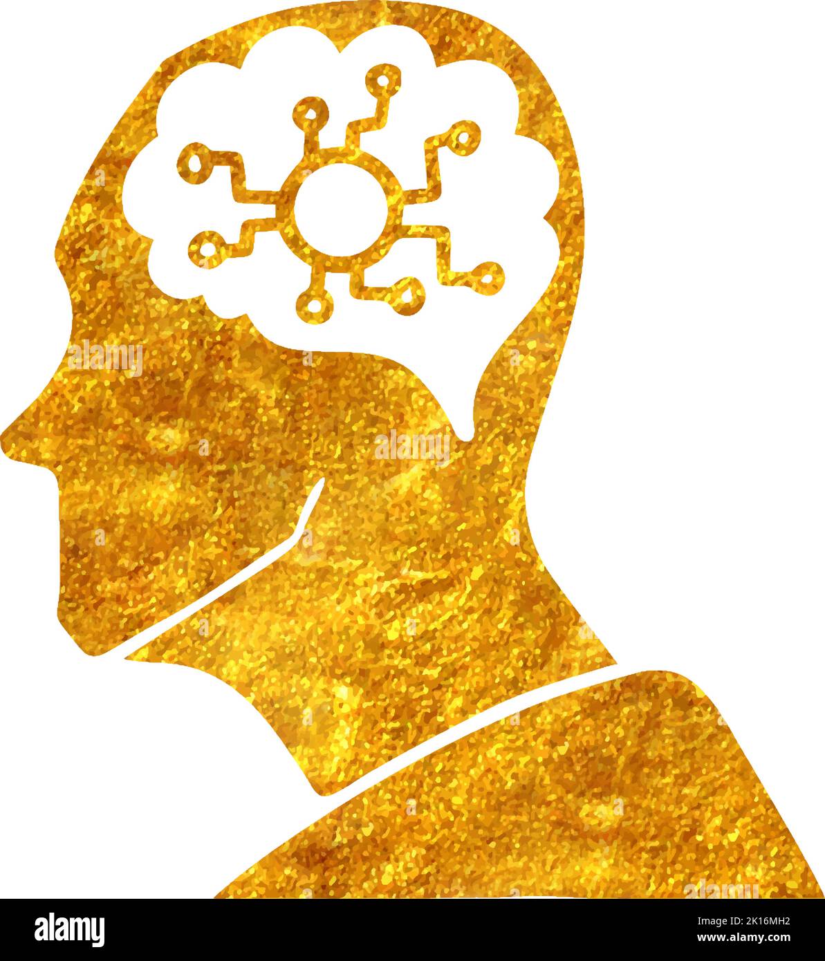 Hand drawn artificial intelligence concept icon in gold foil texture ...