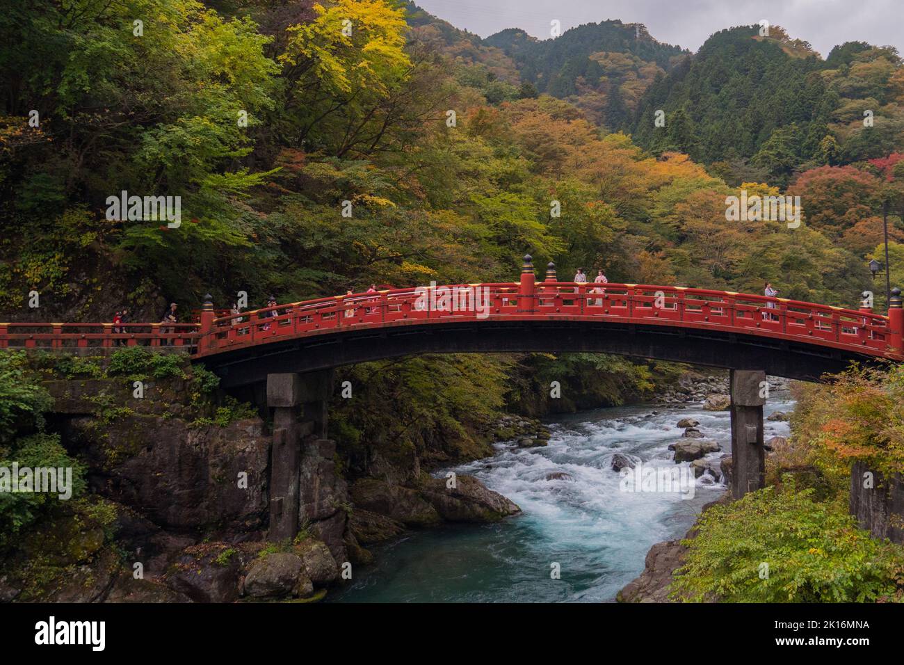 Tourist in Kimono on Shinkyo bridge at Nikko Japan, Autumn season Stock ...