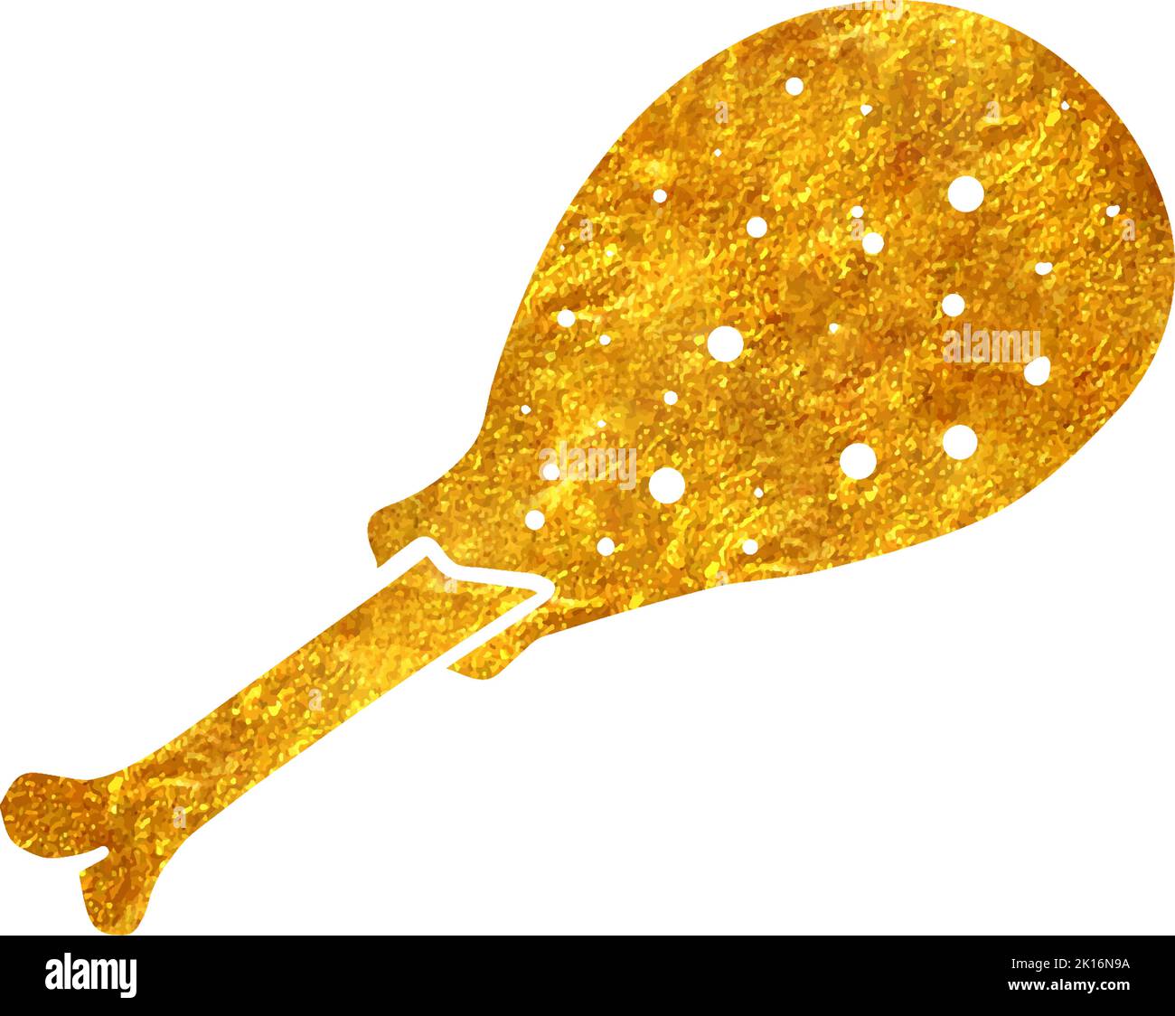 Hand drawn gold foil texture chicken drum stick. Vector illustration ...