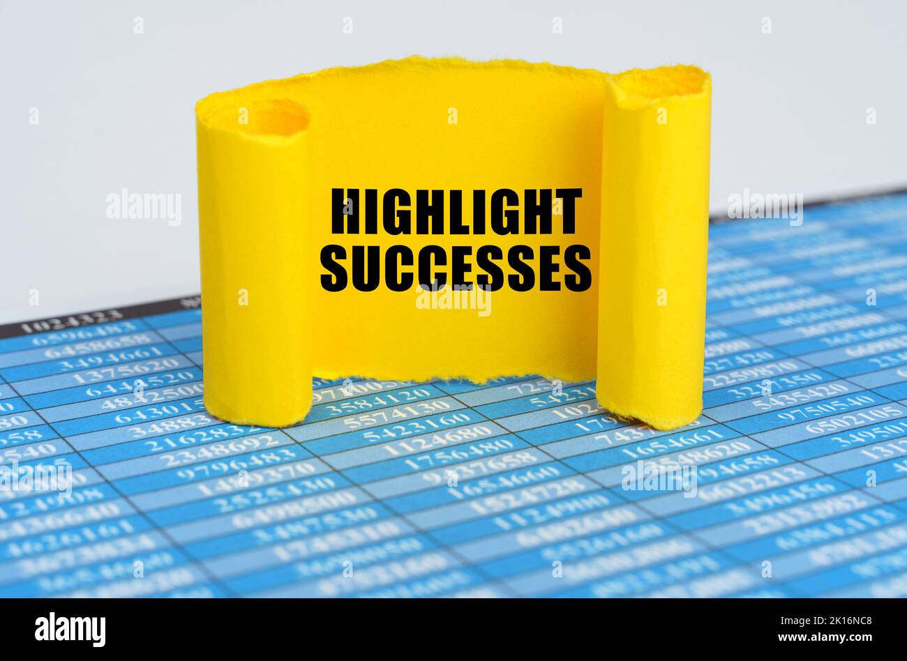 Business concept. On reporting documents, a yellow paper plate with the ...