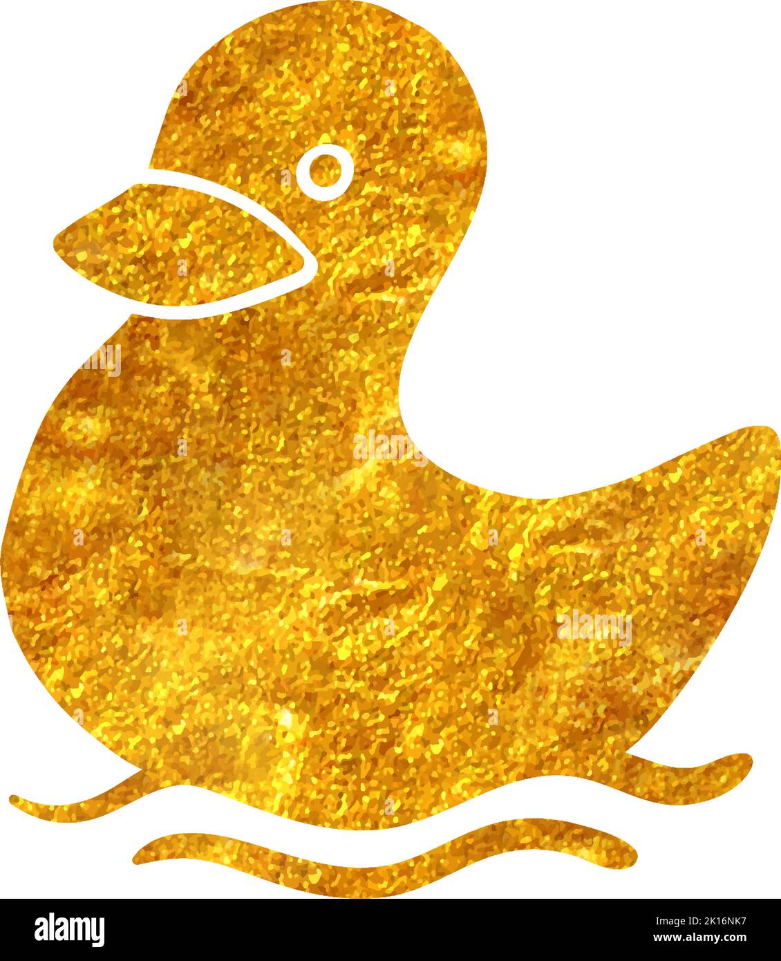 Hand drawn gold foil texture rubber duck bath toy. Vector illustration ...