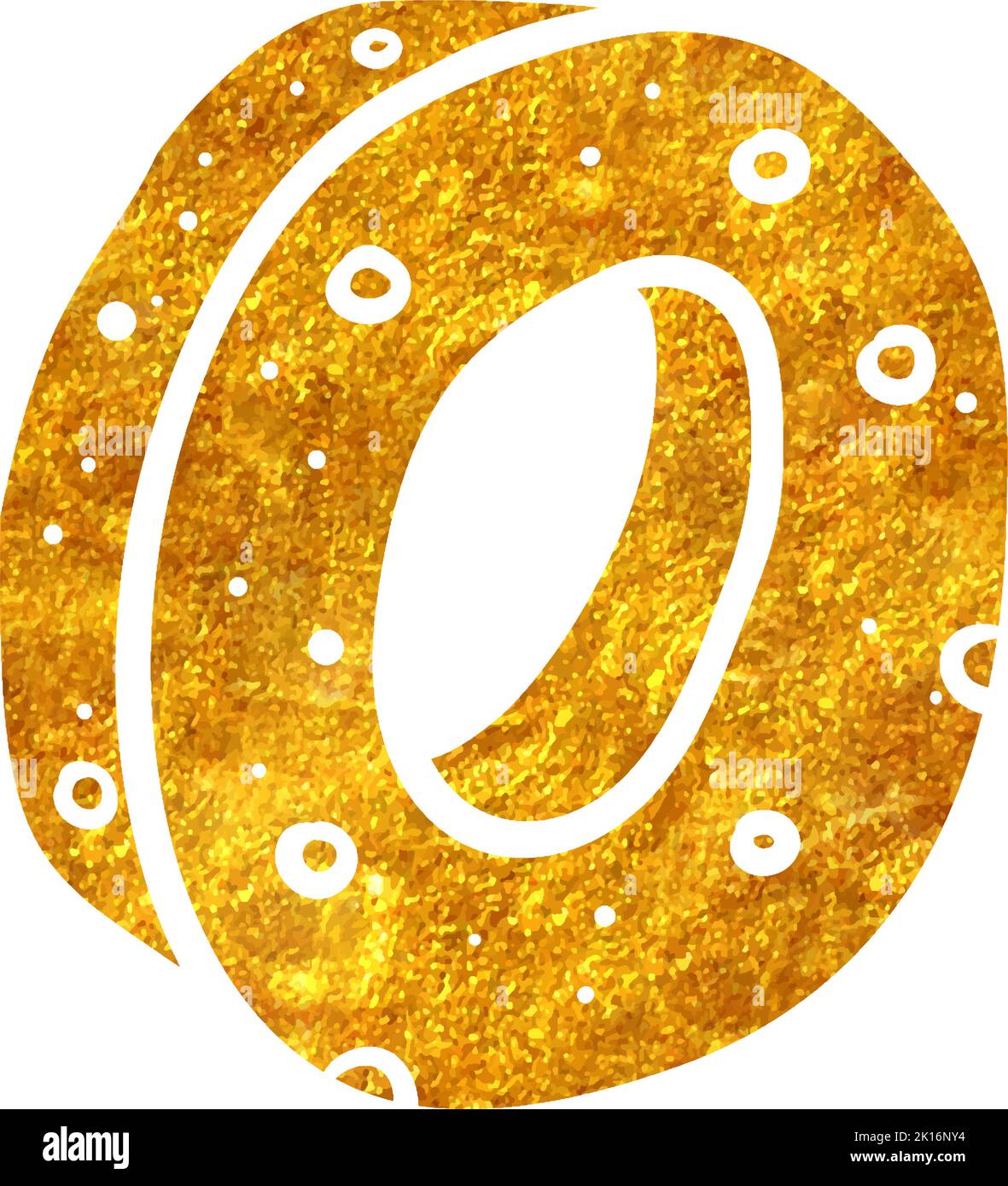 Hand drawn zero mathematics ematics symbol icon in gold foil texture ...