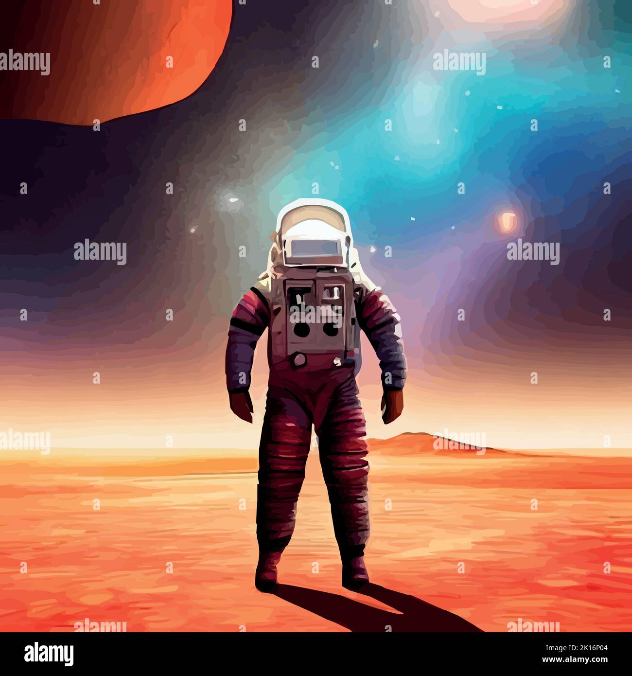 Vector illustration of space, astronaut and galaxy for poster, banner ...