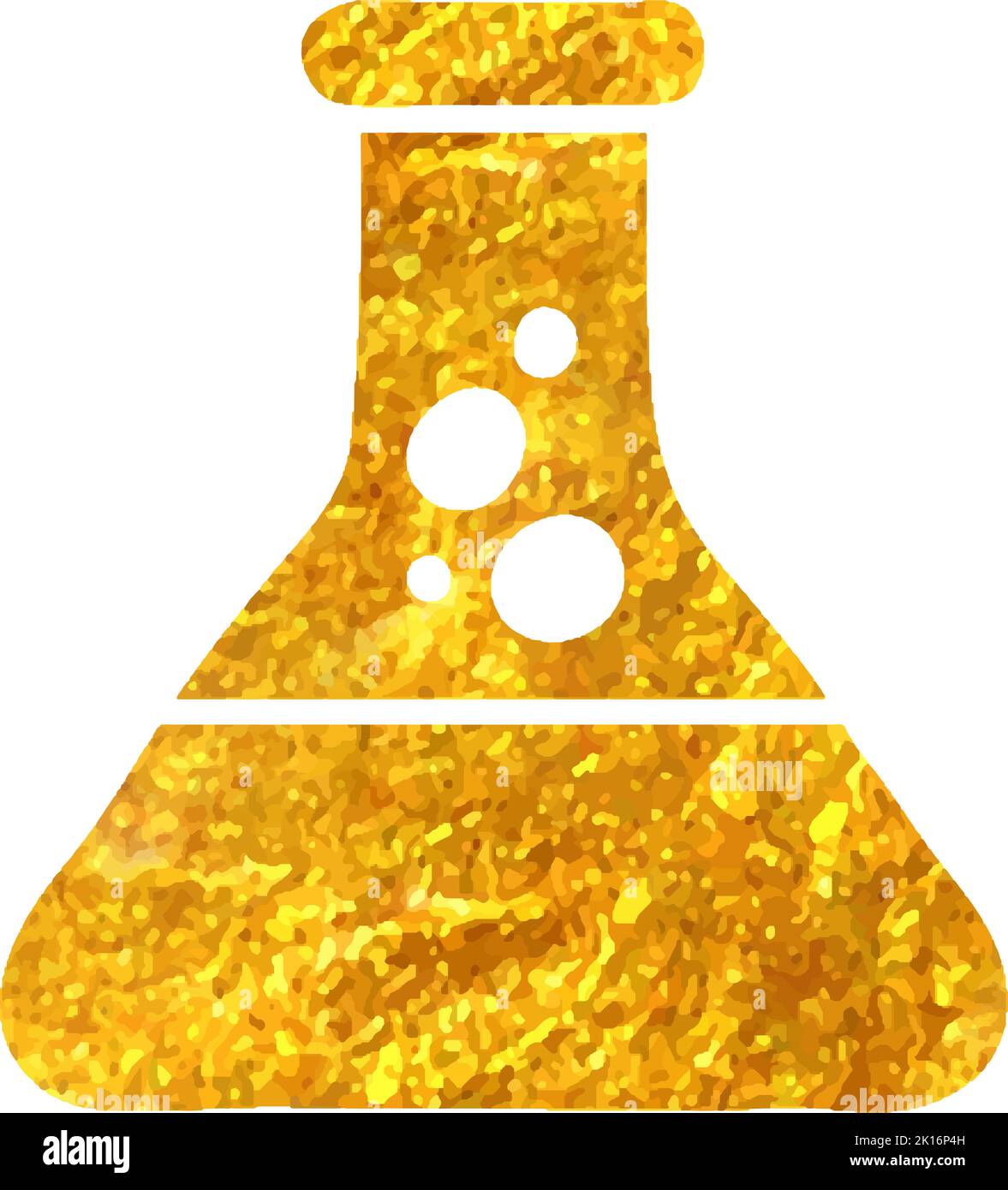 Hand drawn Beaker icon in gold foil texture vector illustration Stock ...