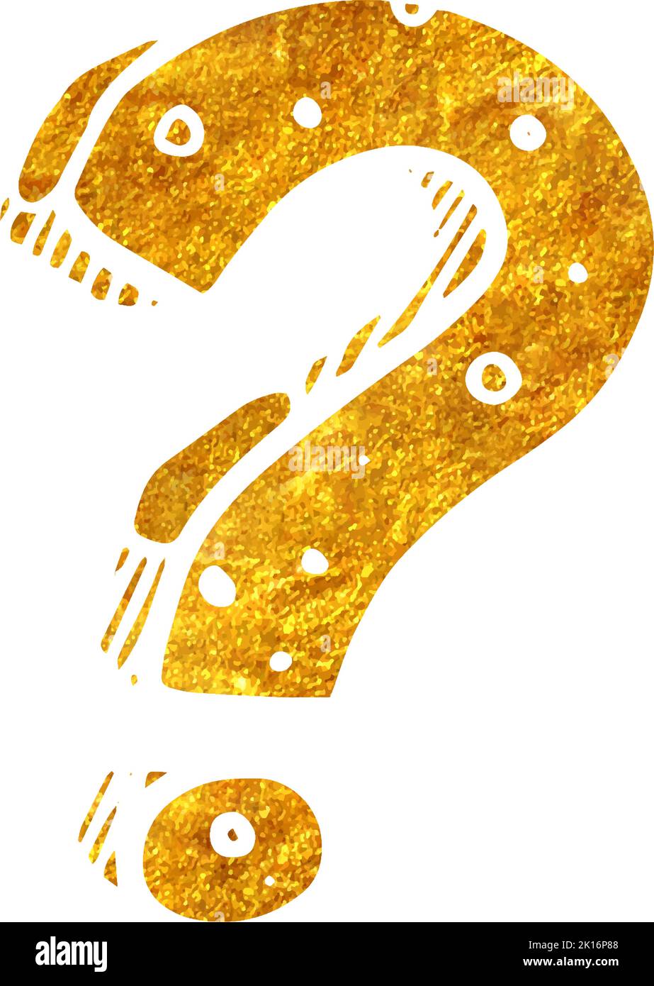 Hand drawn question mark symbol in gold foil texture vector ...