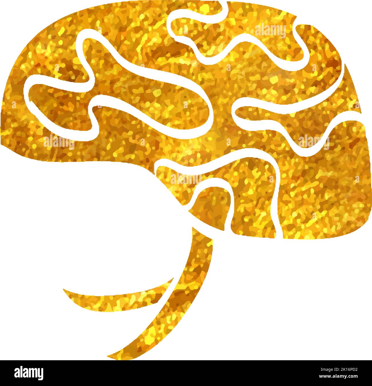 Hand drawn Military helmet icon in gold foil texture vector ...