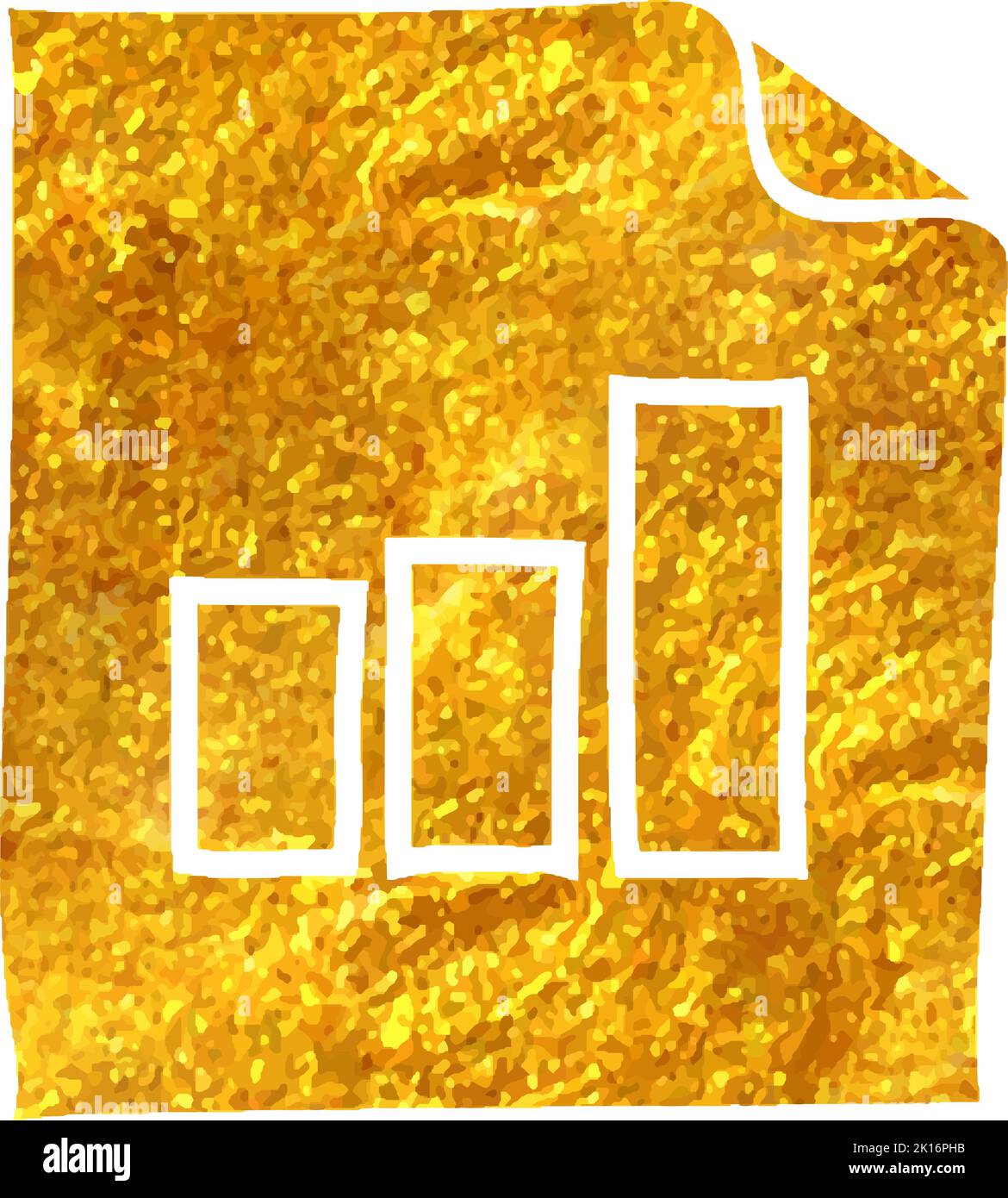 Hand drawn Bar chart icon in gold foil texture vector illustration ...